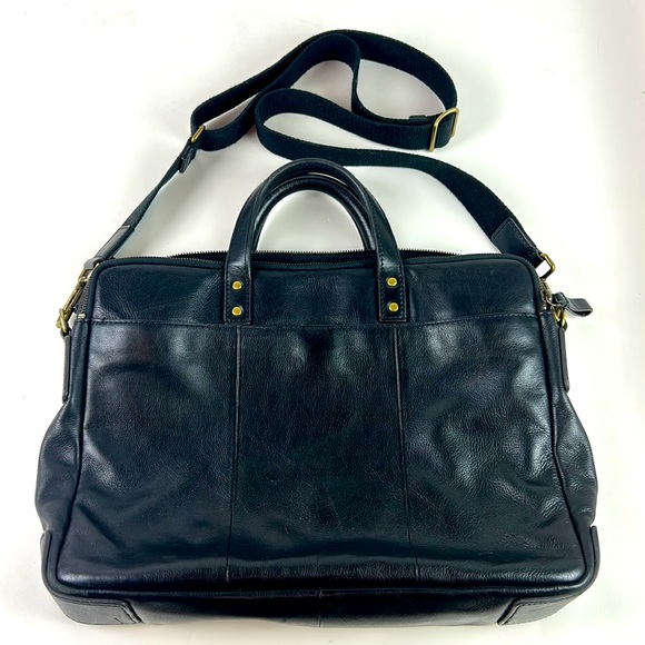 Fossil | Bags | Fossil Haskell Double Zipper Leather Laptop Briefcase ...